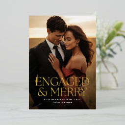 Engaged & Merry Holiday Photo Card | Zazzle