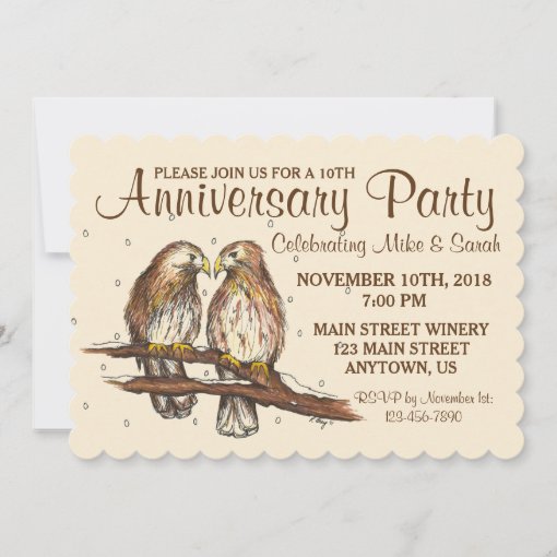 Engagement Anniversary Party Love Birds Hawks Invitation | Zazzle