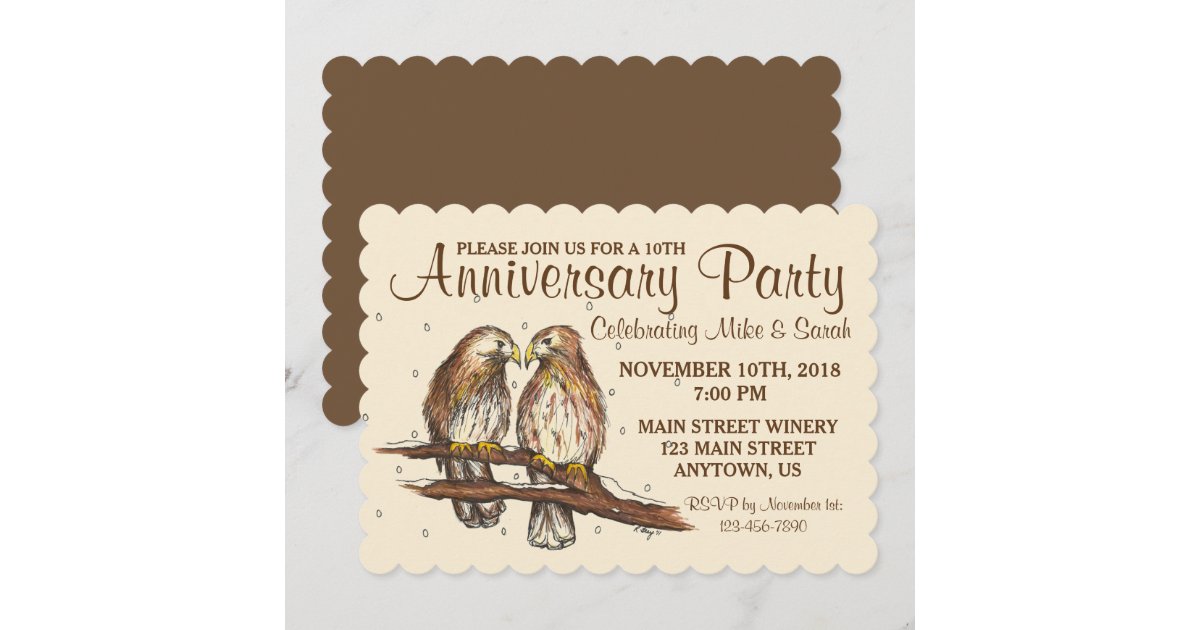 Engagement Anniversary Party Love Birds Hawks Invitation | Zazzle