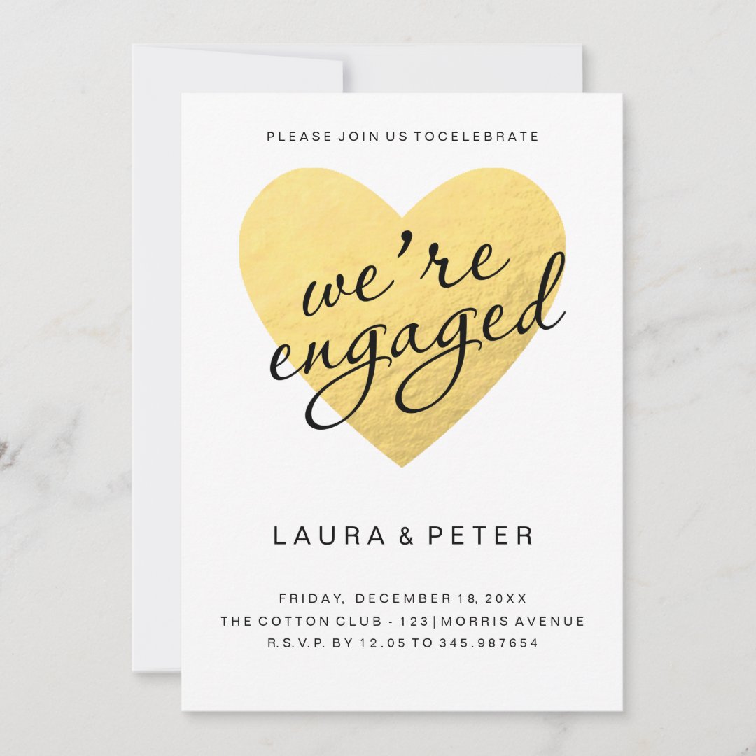Engagement announcement | gold heart | Zazzle