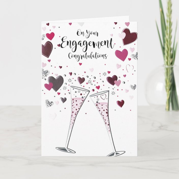 Engagement Card - Congrats Bubbles Hearts | Zazzle.com