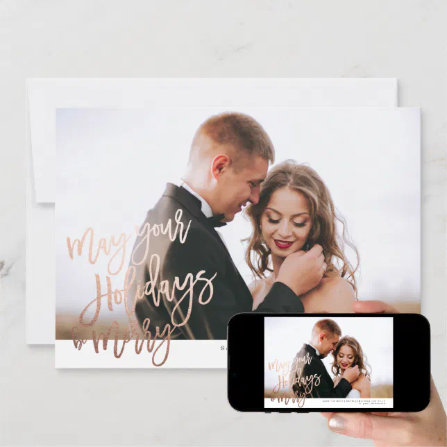 Engagement Christmas Card, Save the Date Christmas | Zazzle