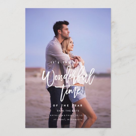 Engagement Christmas Card, Save the Date Christmas Holiday Card ...