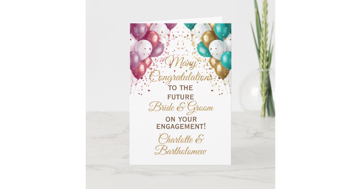 Engagement Congratulations Pink Blue Card | Zazzle