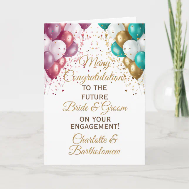 Engagement Congratulations Pink Blue Card | Zazzle