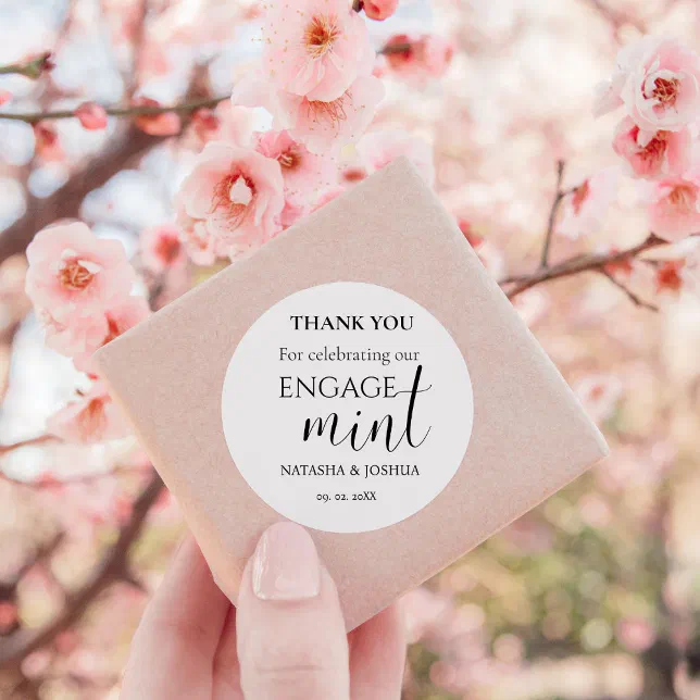 Engagement Engagemint Thank You Party Classic Round Sticker | Zazzle