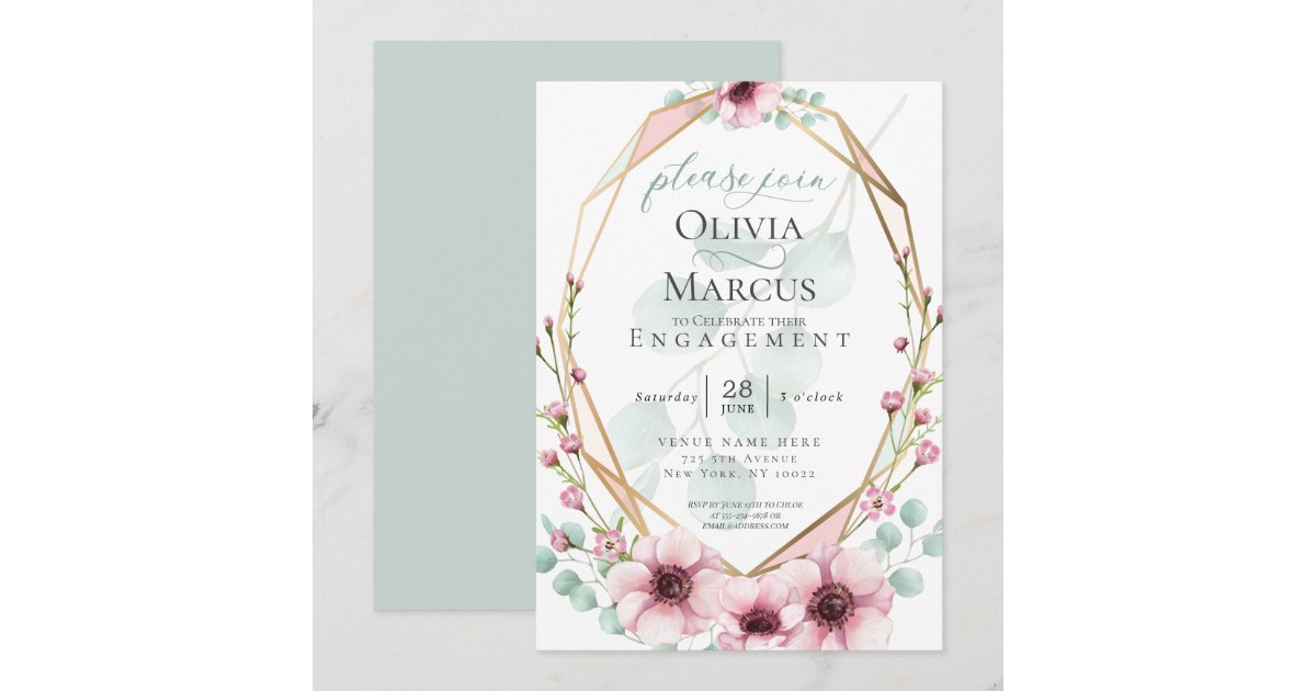 Engagement Fresh Spring Flowers and Foliage Invitation | Zazzle