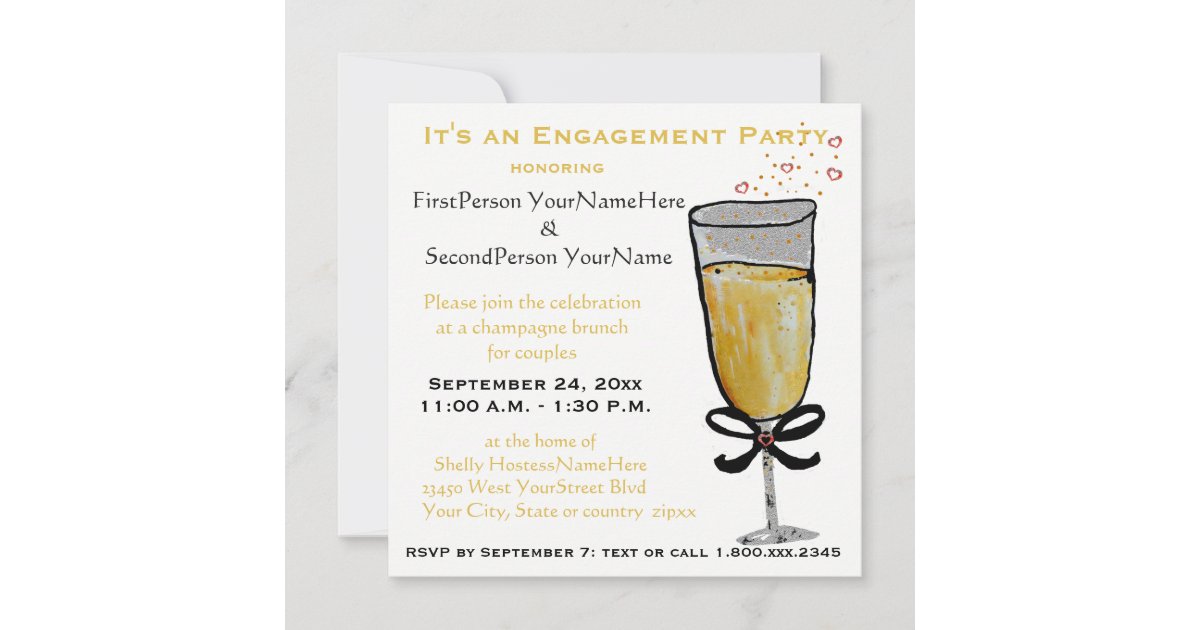Engagement Party Champagne Brunch Invitation | Zazzle