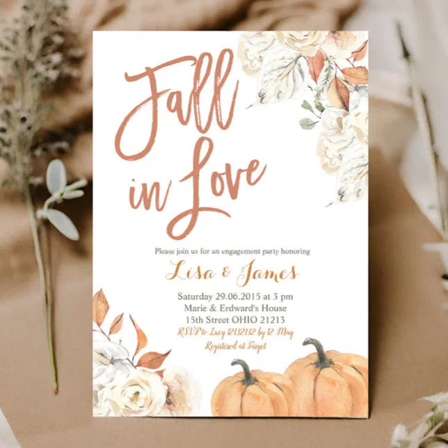 Engagement party Fall in Love engagement Invitation | Zazzle