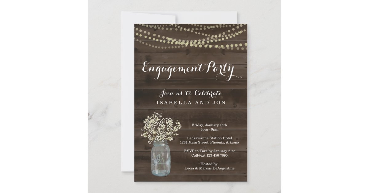 Engagement Party Invitation - Rustic Wood | Zazzle