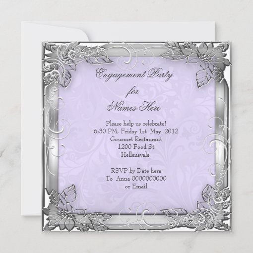Engagement Party Lilac White Silver Photo Invitation | Zazzle