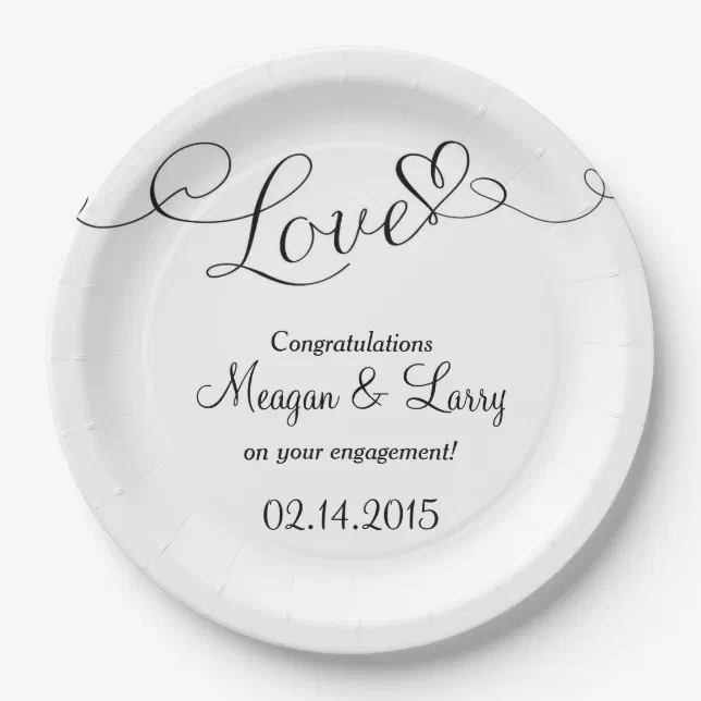 Engagement Party Plates - Love Script | Zazzle