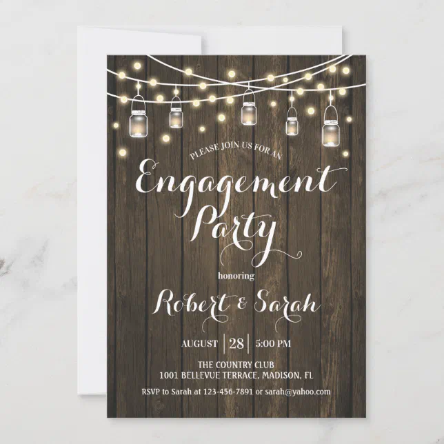 Engagement Party - Rustic Wood Invitation | Zazzle