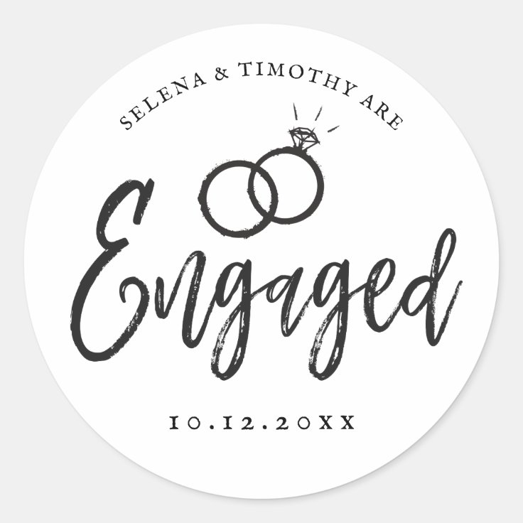 Engagement Party Script Lettering | Classic Round Sticker | Zazzle