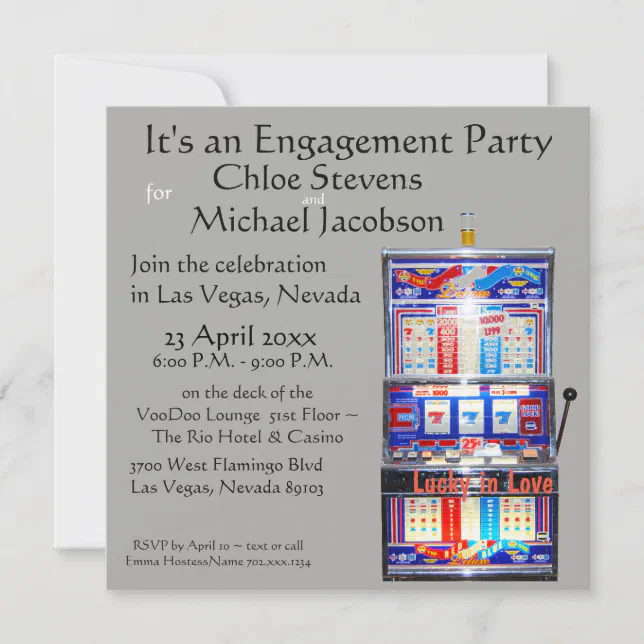 Engagement Party Slot Machine Lucky in Love Invitation | Zazzle