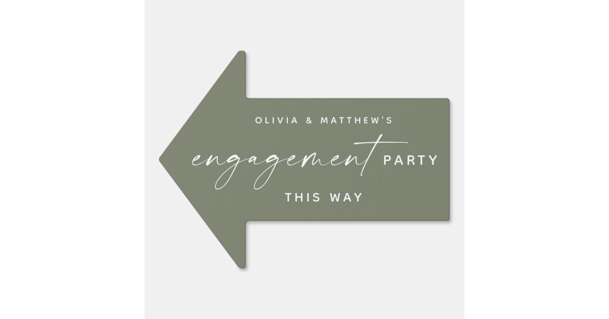 Engagement party This way. Green wedding arrow Sign | Zazzle