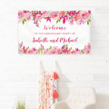 Engagement Party Welcome Pink Rose Berry Floral Banner | Zazzle