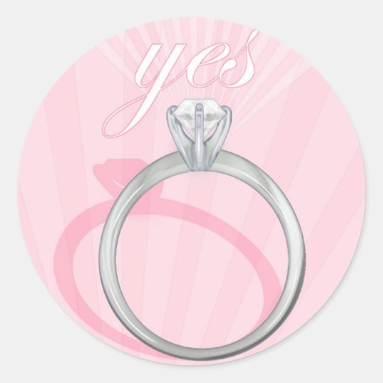 Engagement Ring "Yes" - pink Classic Round Sticker | Zazzle.com