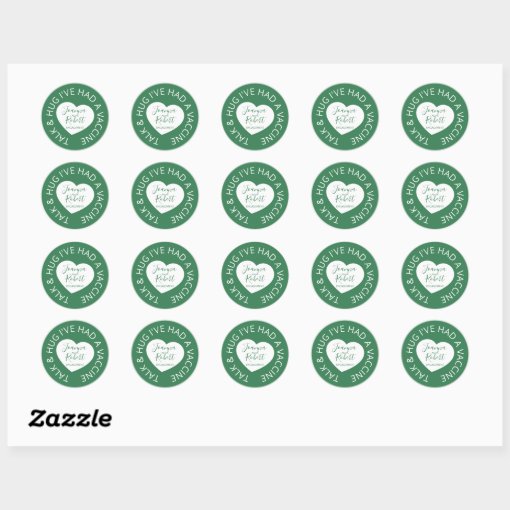 Engagement social distancing guest green heart classic round sticker ...