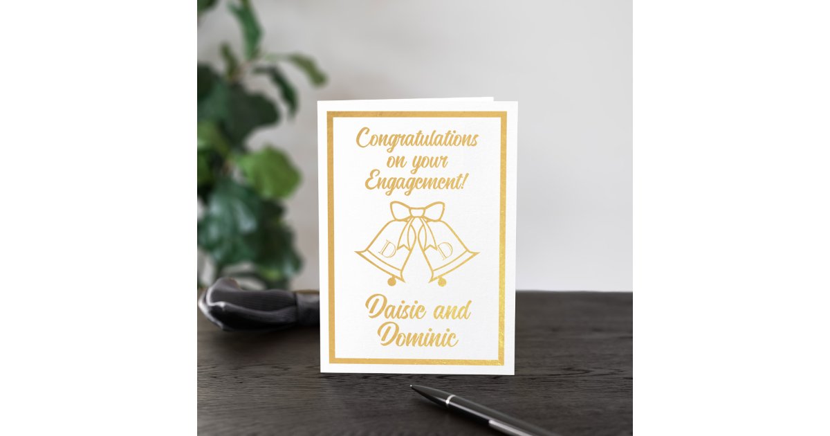 Engagement Wedding Bells Congratulations Foil Card | Zazzle