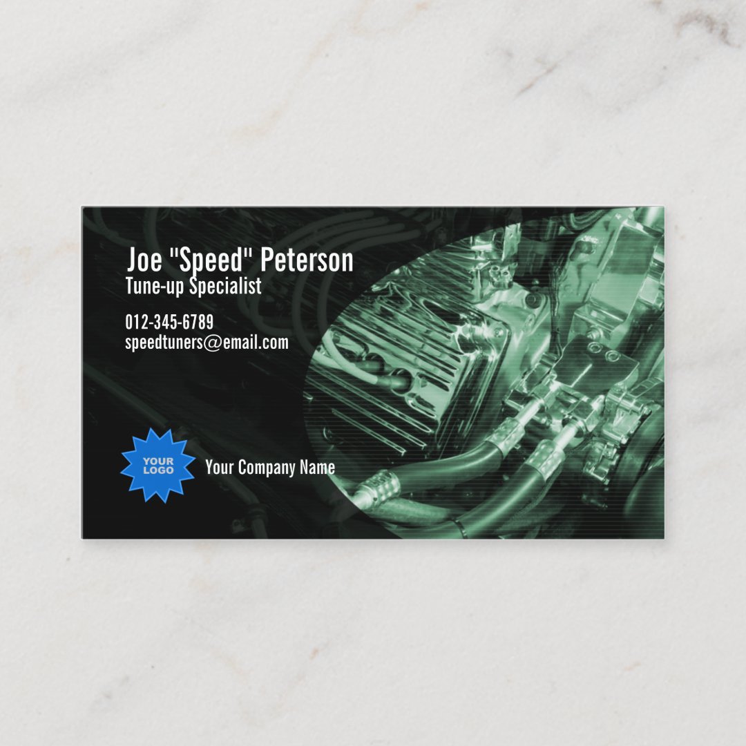 Engine Green Car Service Business Card | Zazzle