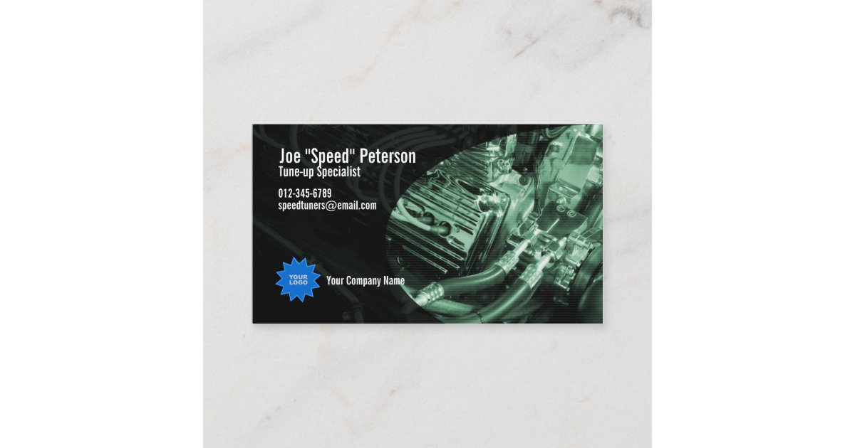 Engine Green Car Service Business Card | Zazzle