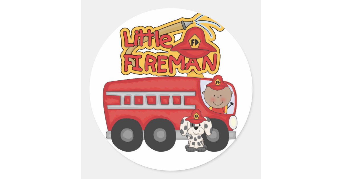 Engine Little Fireman African American Tshirts Classic Round Sticker ...