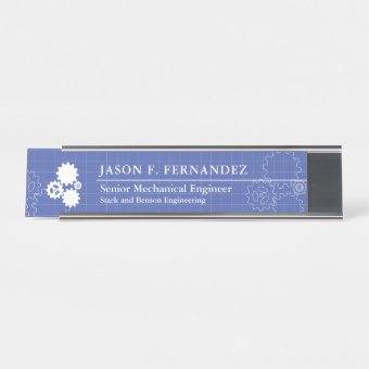Engineer Blueprint Style Custom Desk Name Plate | Zazzle