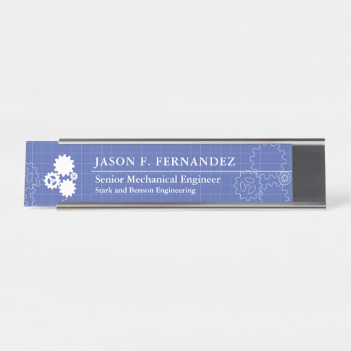 Engineer Blueprint Style Custom Desk Name Plate | Zazzle