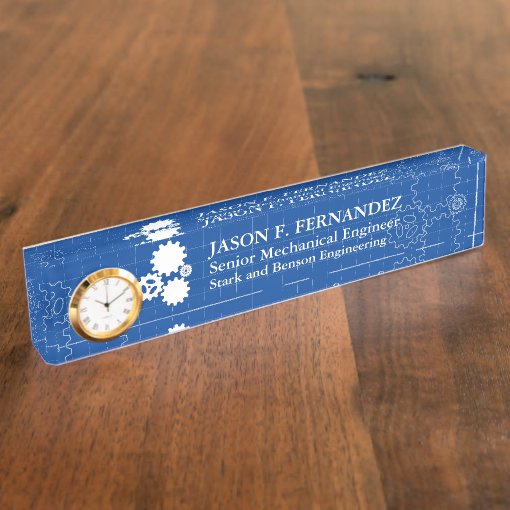 Engineer Blueprint Style Customizable Nameplate | Zazzle