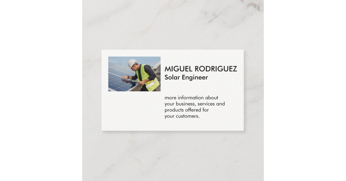 Engineer Inspecting Solar Panels Business Card | Zazzle