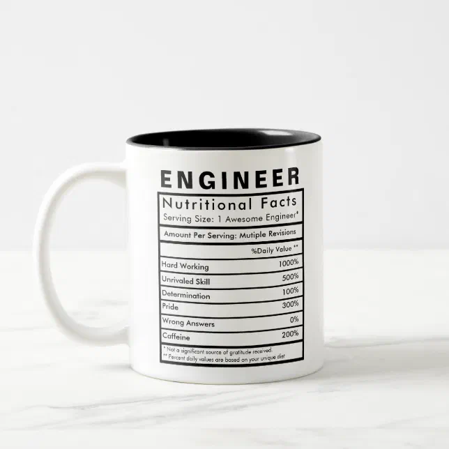 Engineer Nutritional Facts Statistics Funny Two Tone Coffee Mug Zazzle