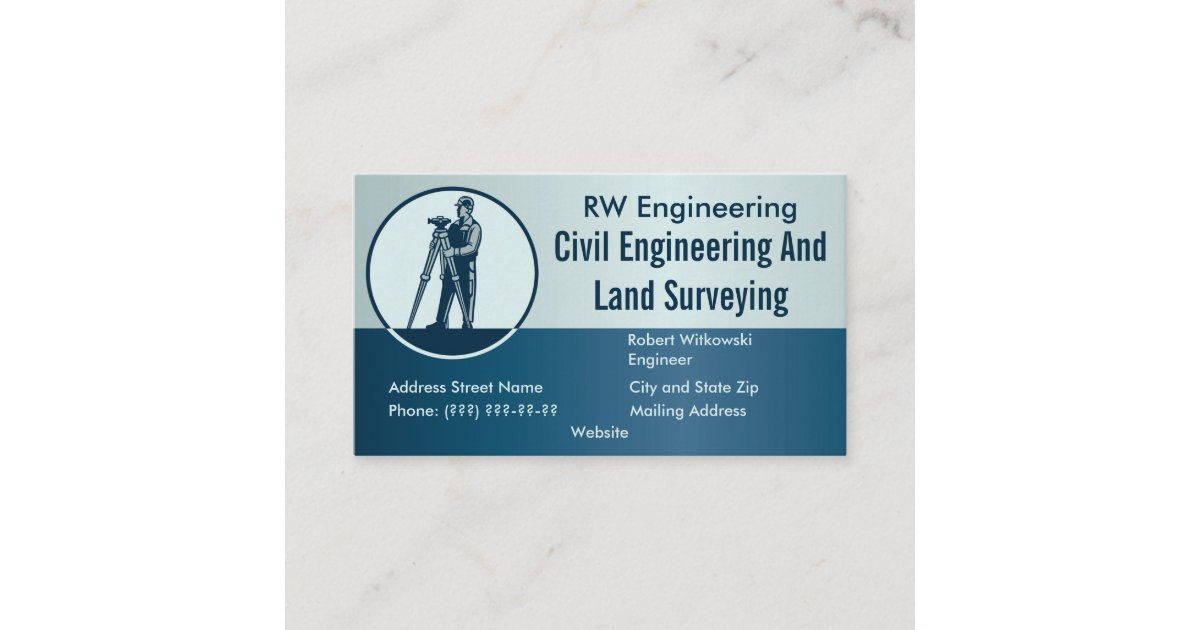 Engineering And Land Surveying Logo Business Card | Zazzle