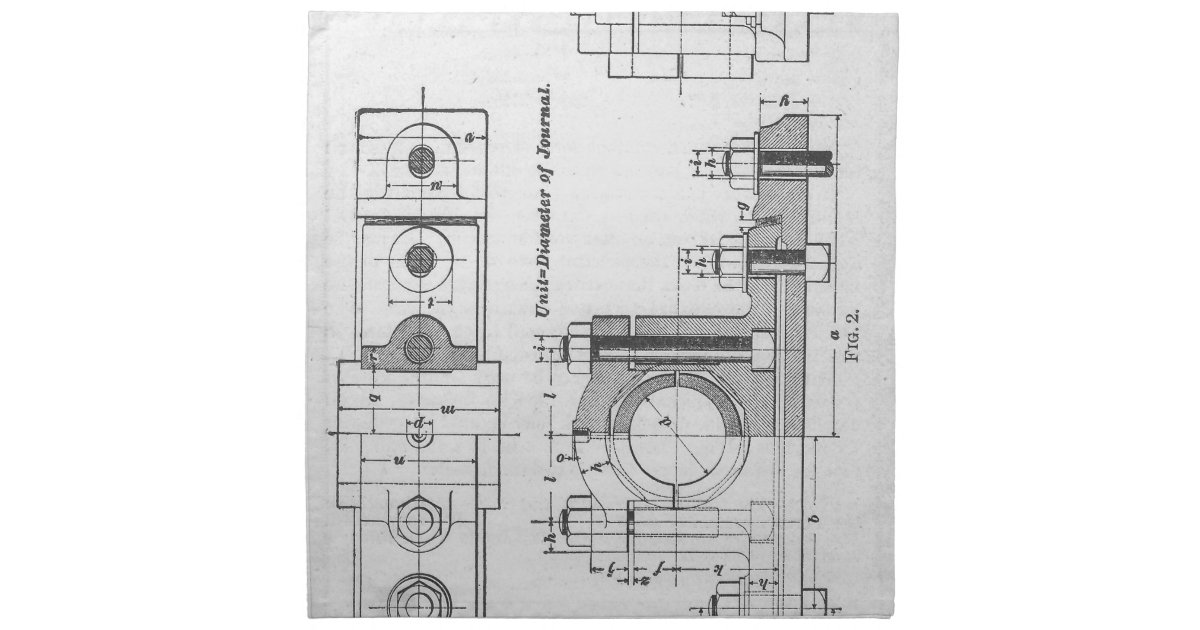 Engineering Blueprint Machinery Vintage Cloth Napkin | Zazzle