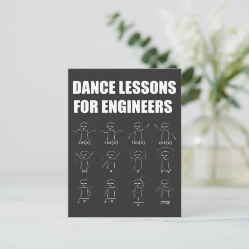 Engineering Dance Lessons Funny Mathematician Gift Postcard | Zazzle