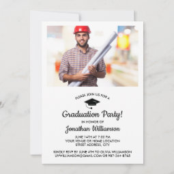 Engineering Grad Photo Hats Off Graduation Party Invitation | Zazzle