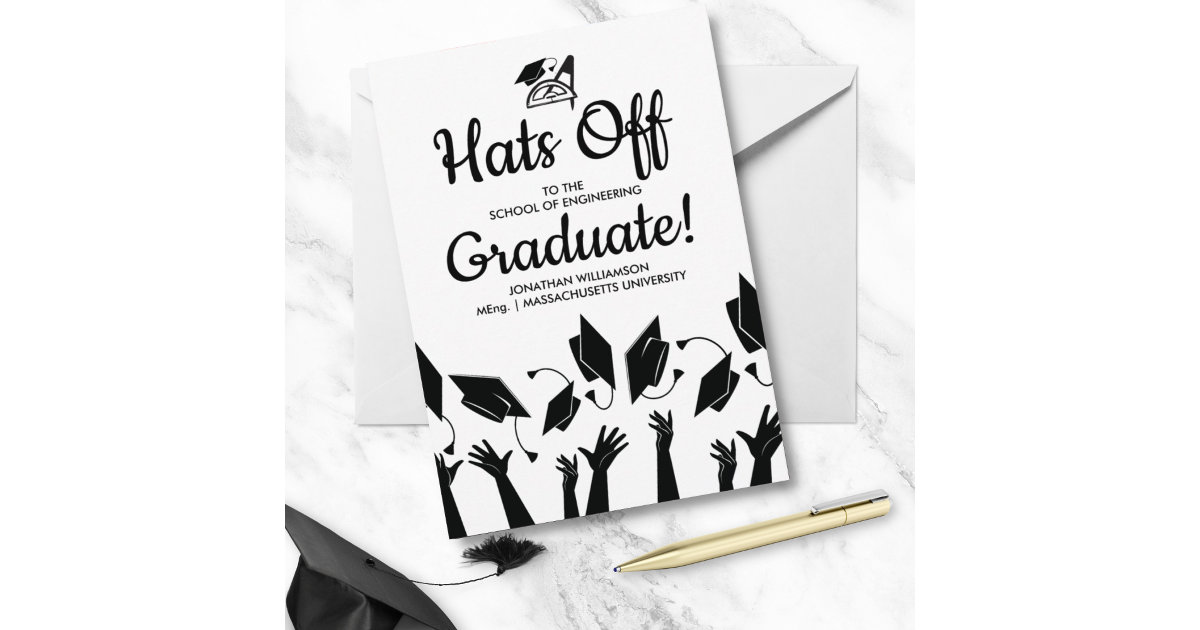 Engineering Grad Photo Hats Off Graduation Party Invitation | Zazzle
