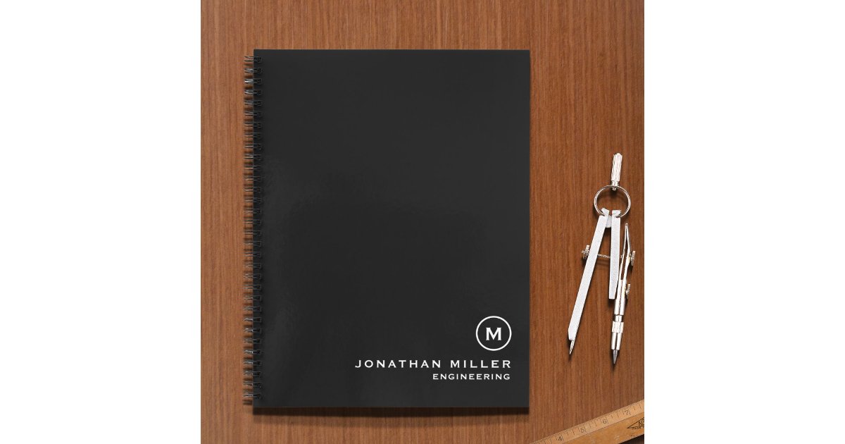Engineering Graph Paper Simple Monogram Notebook | Zazzle
