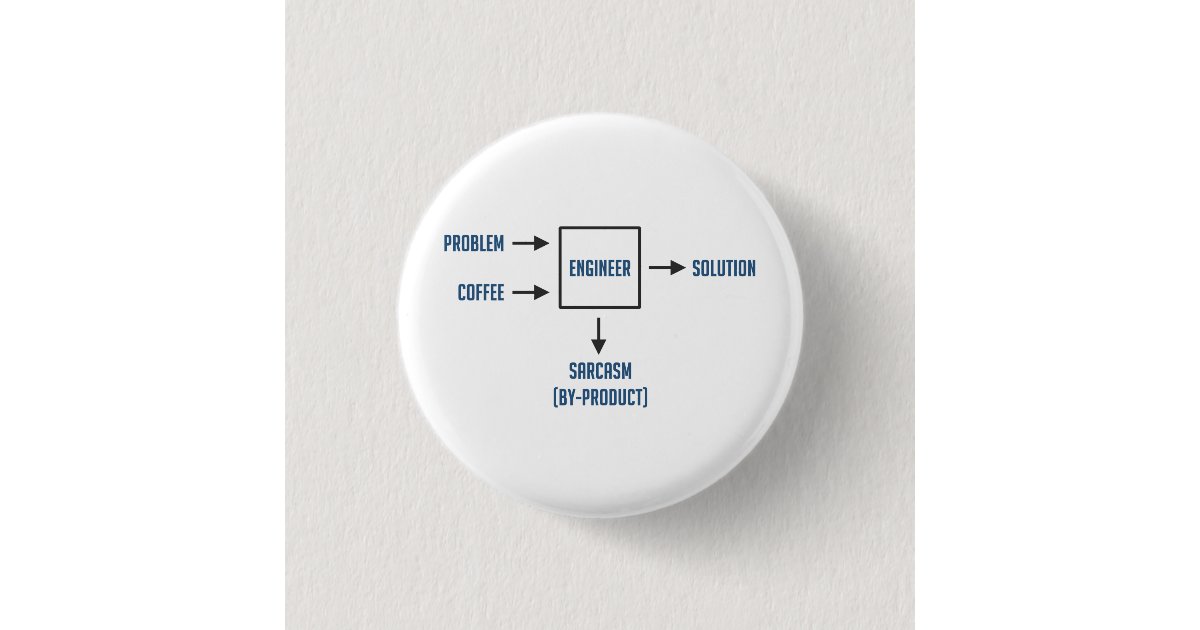 Engineering Sarcasm By-product Pinback Button | Zazzle