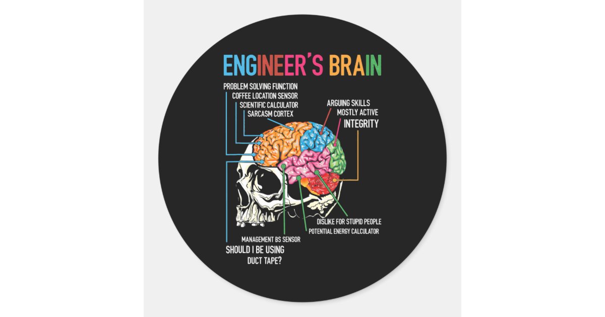 Engineer's Brain Funny Engineering Games Process Classic Round Sticker ...