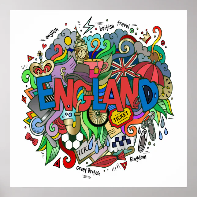 England Art Illustration Poster | Zazzle