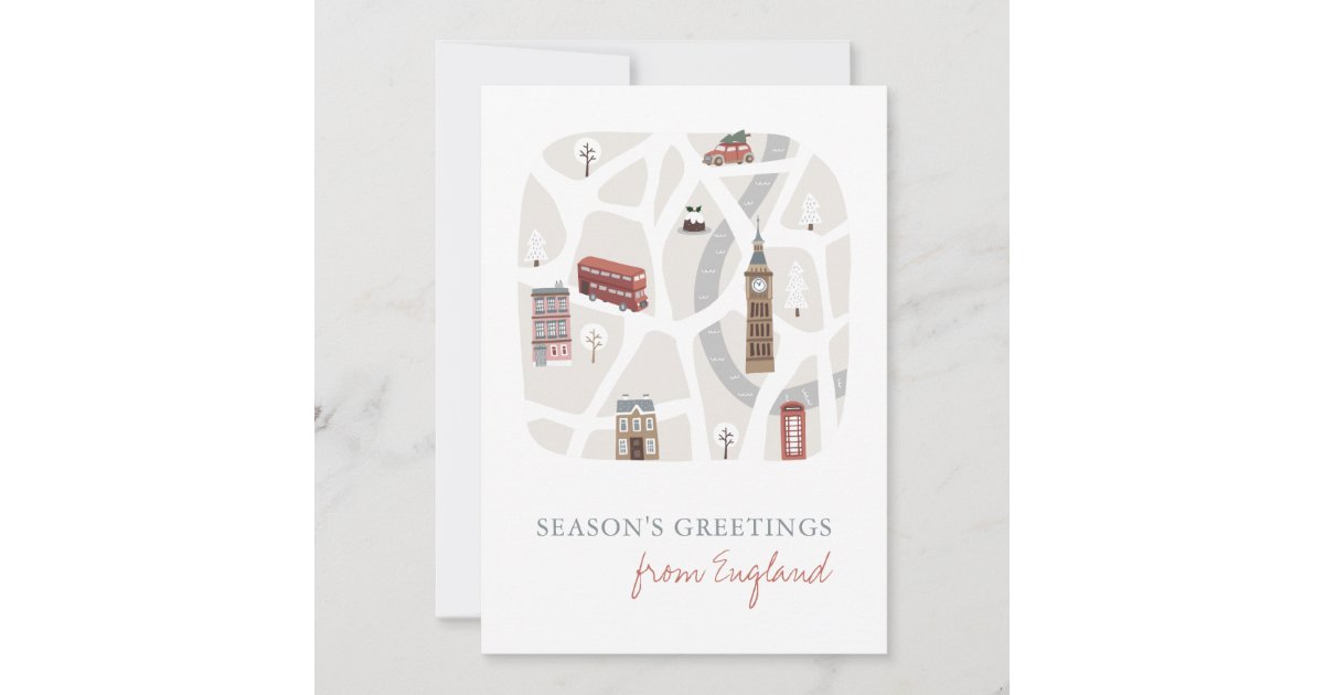 England British Seasons Greetings Christmas Card | Zazzle