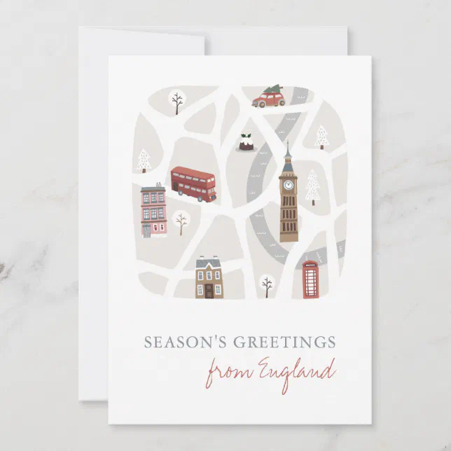 England British Seasons Greetings Christmas Card | Zazzle