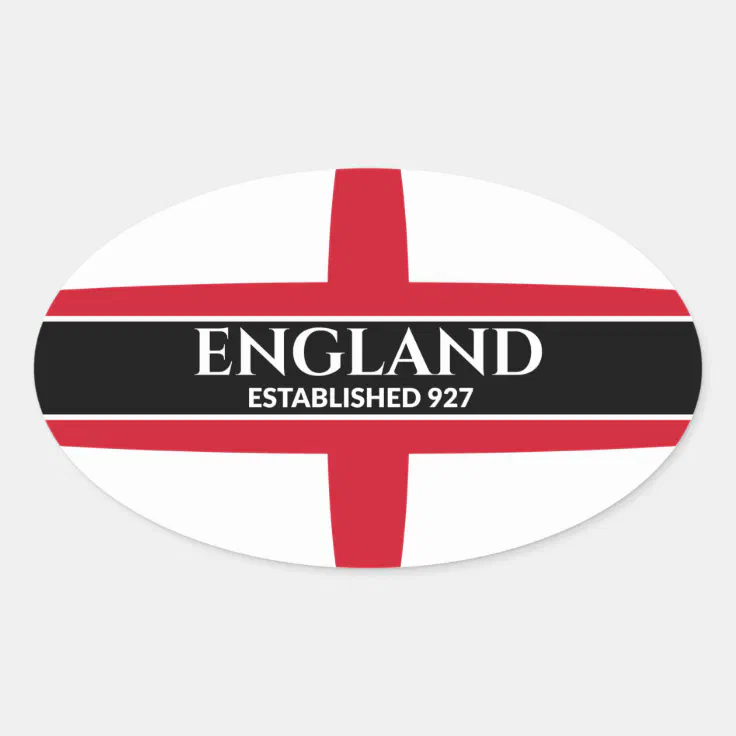 England Established 927 St George Flag White Text Oval Sticker | Zazzle