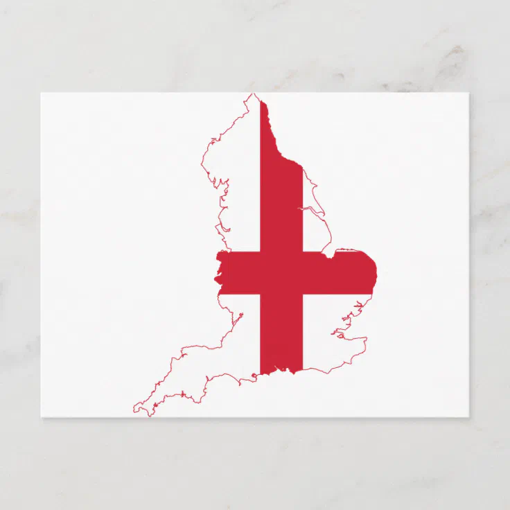 England Flag Map Postcard | Zazzle