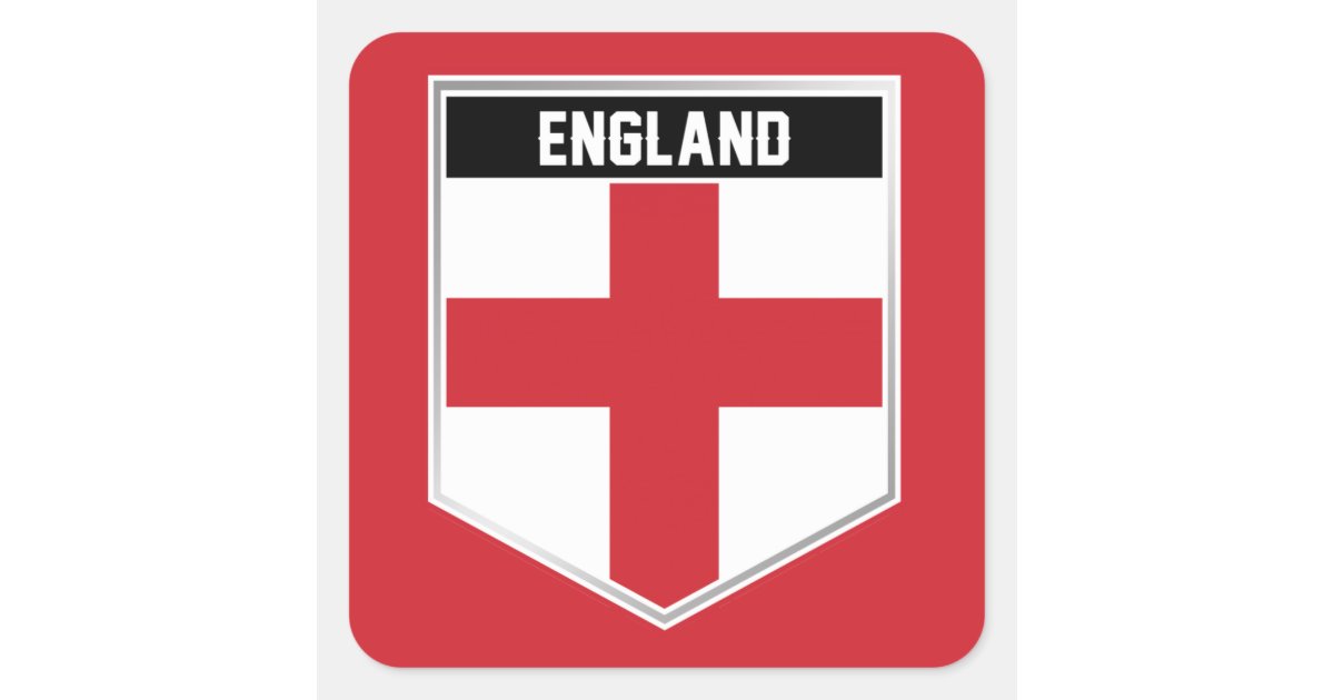 England Flag Shield Square Sticker | Zazzle