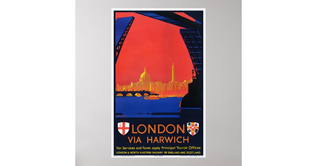 England London Vintage Travel Poster Restored | Zazzle
