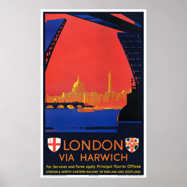 England London Vintage Travel Poster Restored | Zazzle