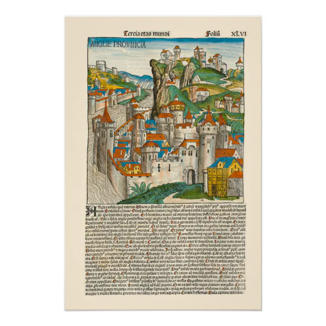 England Nuremberg Chronicle 1493 Medieval Old Book Poster | Zazzle
