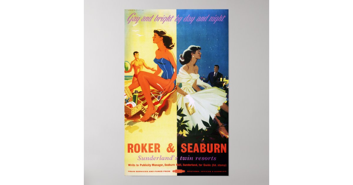 England Roker and Seaburn Restored Vintage Poster | Zazzle
